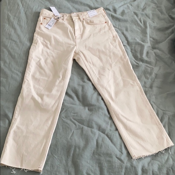 Topshop | Jeans | Topshop High Waisted Straight Jeans In Cream | Poshmark